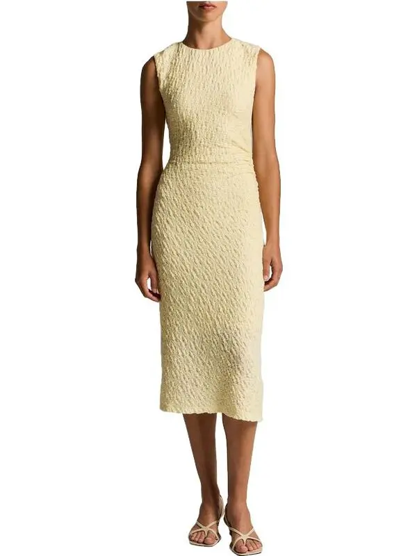 Vince Smocked Cotton-blend Side-drape Dress - Natural