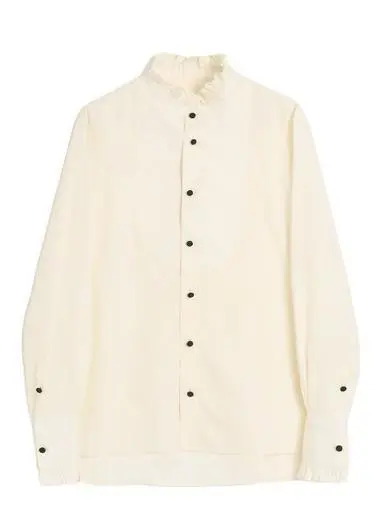 Valentino Garavani Cotton Poplin Shirt With Plastron And Ruffles - White