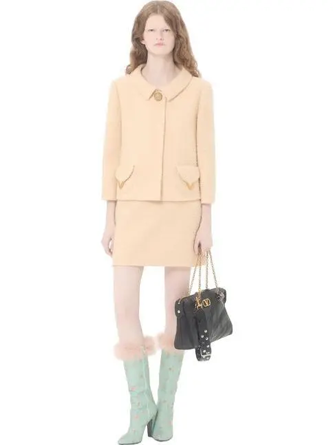 Valentino Garavani Curly Wool Short Skirt - Brown