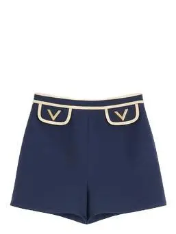 Valentino Garavani Crepe Couture Shorts With V Detail - Gold