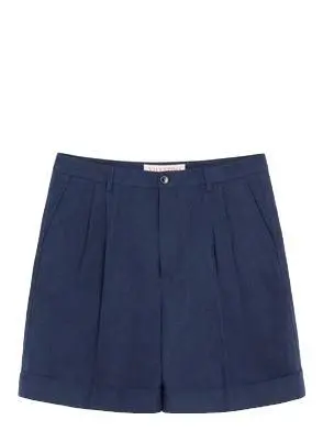 Valentino Garavani Linen Cuffed Bermuda Shorts - Blue