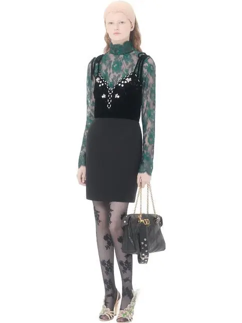 Valentino Garavani Embroidered Crepe Couture Short Dress - Black