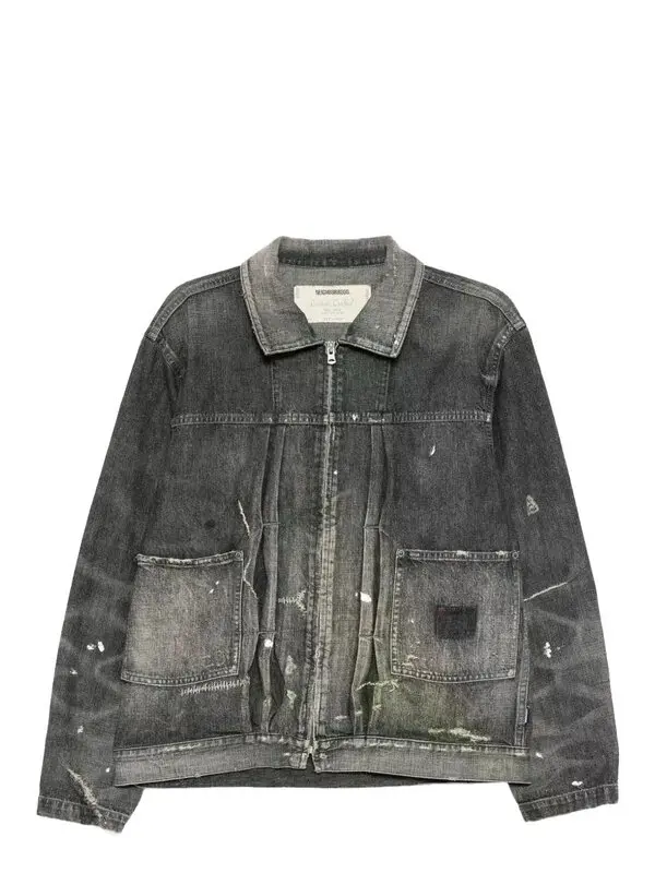 NEIGHBORHOOD Distressed Paint-splatter Denim Jacket - Black