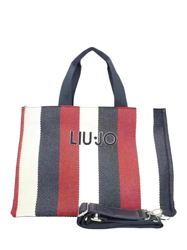 Liu Jo Striped Logo-patch Tote Bag - Blue