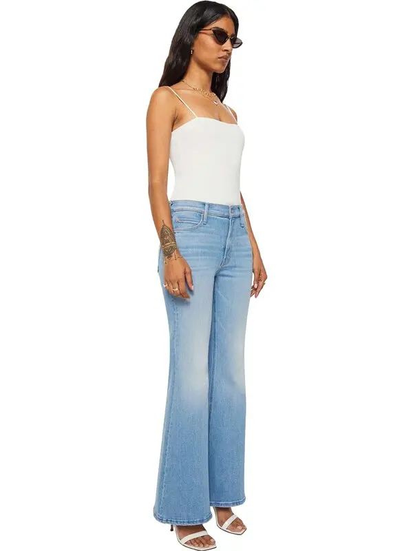 MOTHER Lil' Doozy Room Service High Rise Flare Jeans - Light Blue