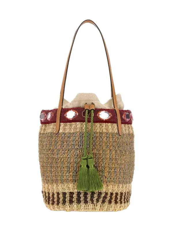 Valentino Garavani Vlogo Signature Crystal-embellished Bucket Bag - Neutrals