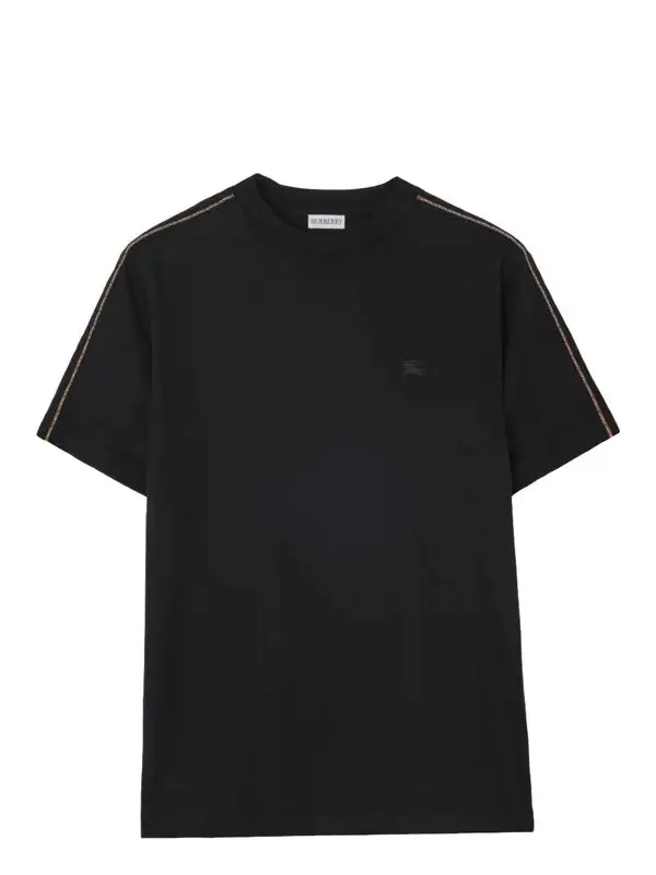 Burberry Check Piping Cotton T-shirt - Black