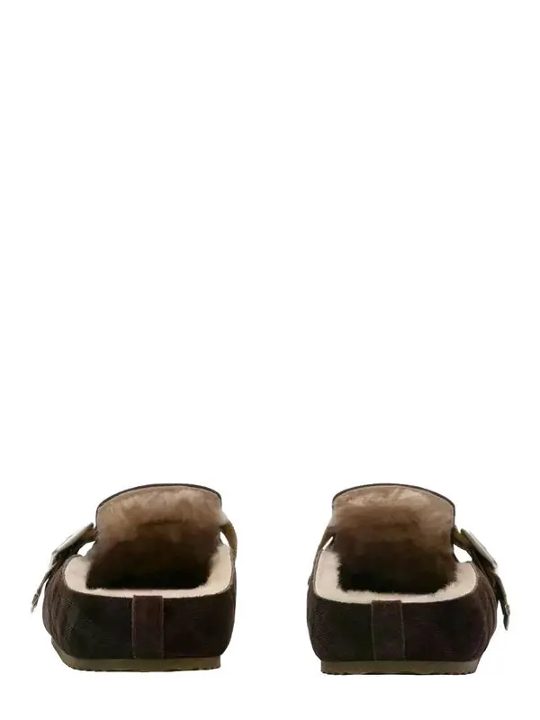 Burberry Check Shearling Urchin Clogs - Brown