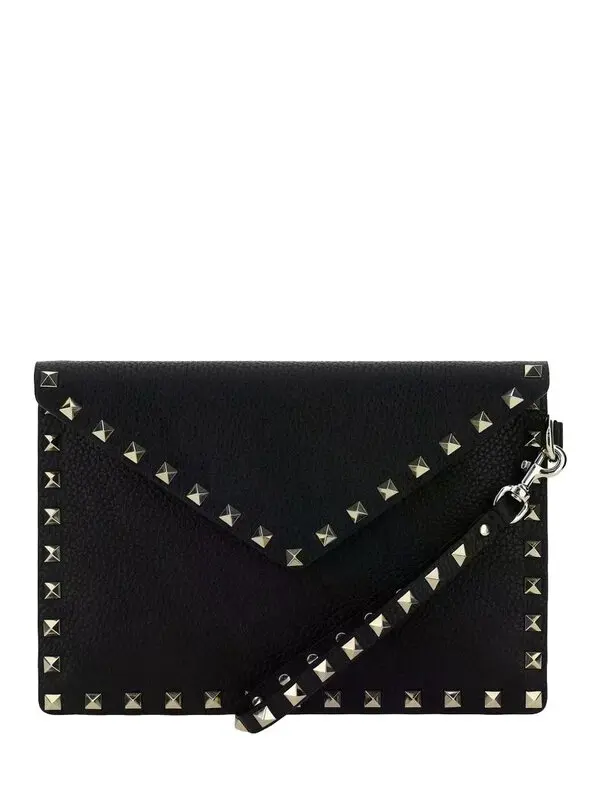 Valentino Garavani Rockstud Leather Clutch Bag - Black