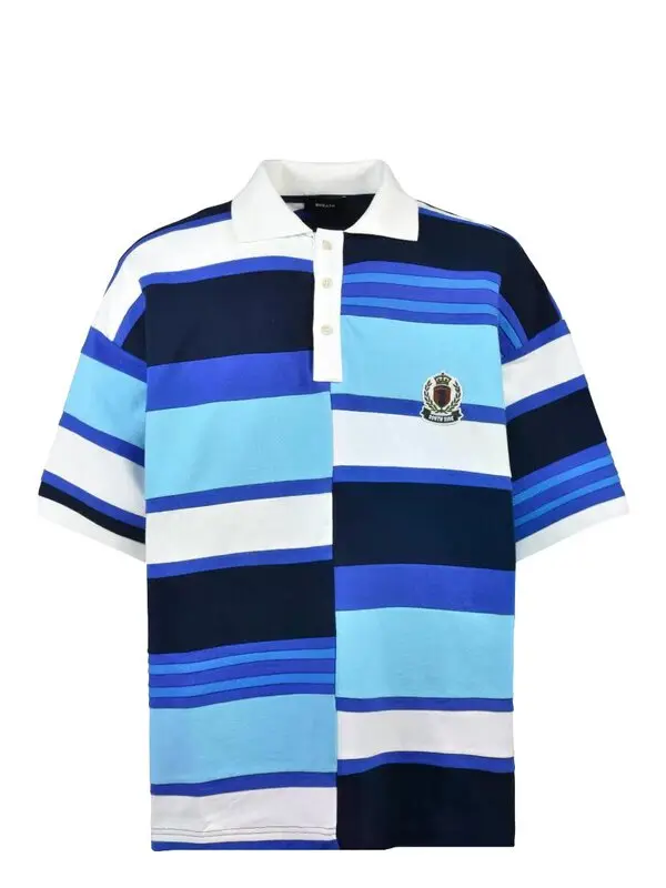 BREATH Striped Patch-detail Polo Shirt - Blue