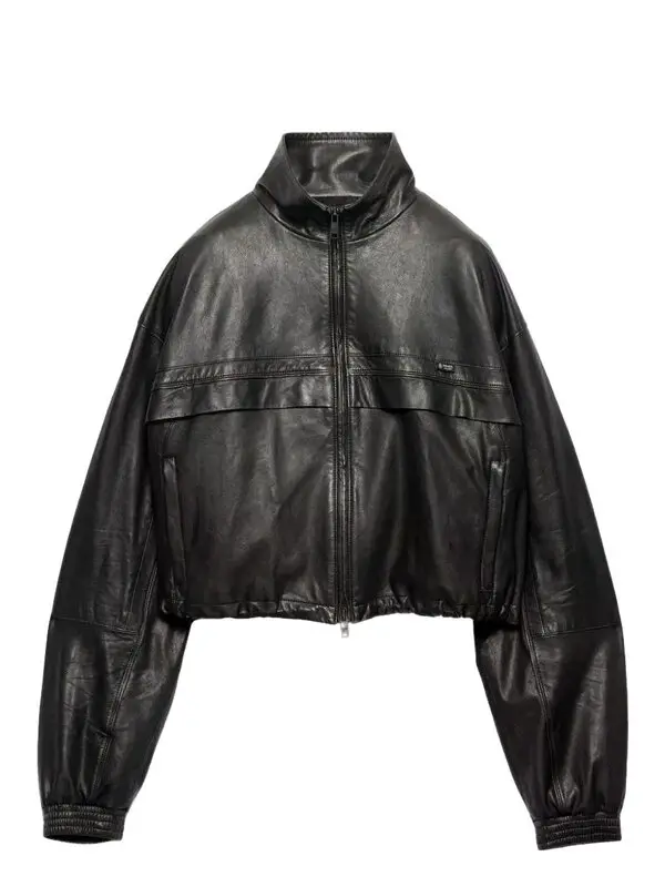 Prada Nappa Leather Zip-up Jacket - Black