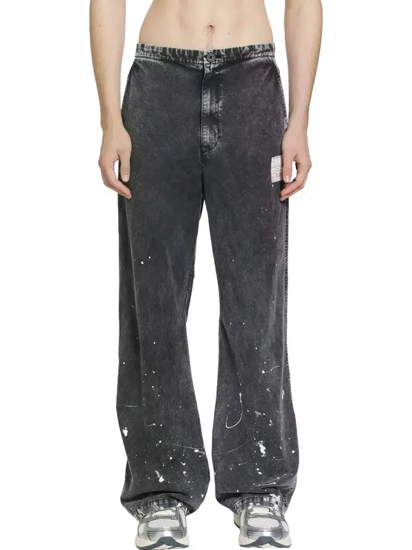 Mihara Yasuhiro Distressed Paint-splatter Jeans - Black