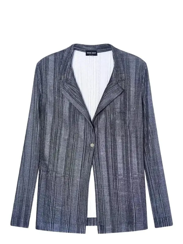 Giorgio Armani Plissé-effect Single-breasted Jacket - Blue