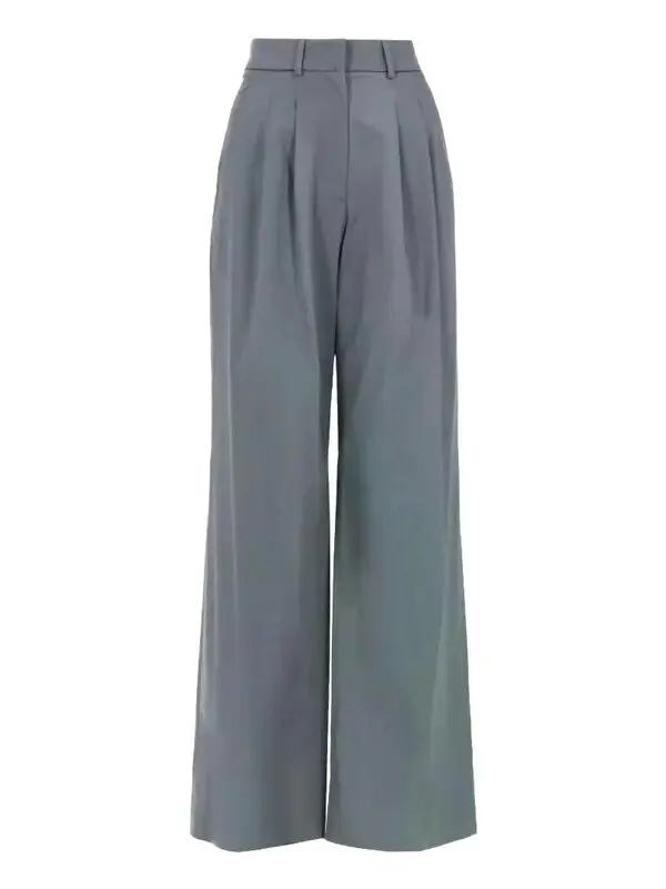PT TORINO Pleated Wide-leg Cotton Trousers - Blue