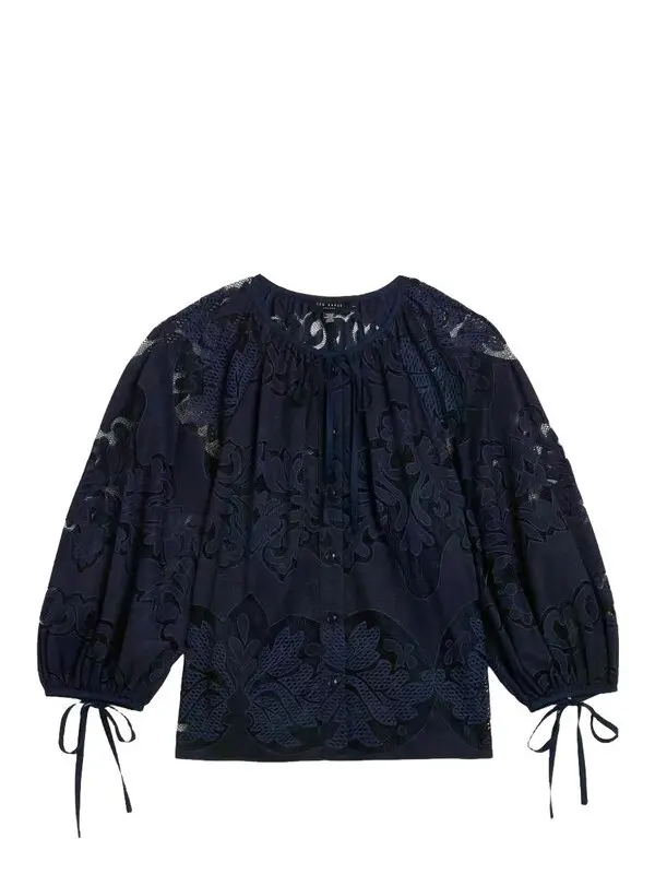 Ted Baker London Bacina Lace-embroidered Puff-sleeve Blouse - Blue