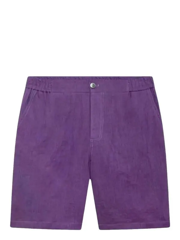 Alpha Studio Linen Canvas Bermuda Shorts - Purple