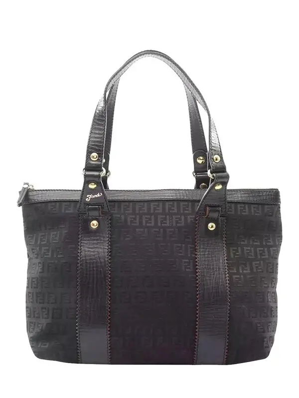 Fendi Zucchino Canvas Handbag - Black