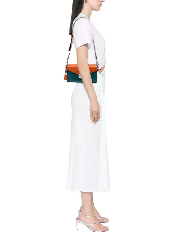 Prada Bicolor Saffiano Lux Sound Lock Satchel - Blue
