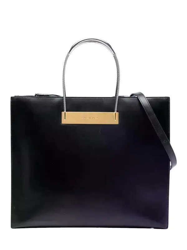 Balenciaga Small Leather Cable Shopper Tote Satchel - Black