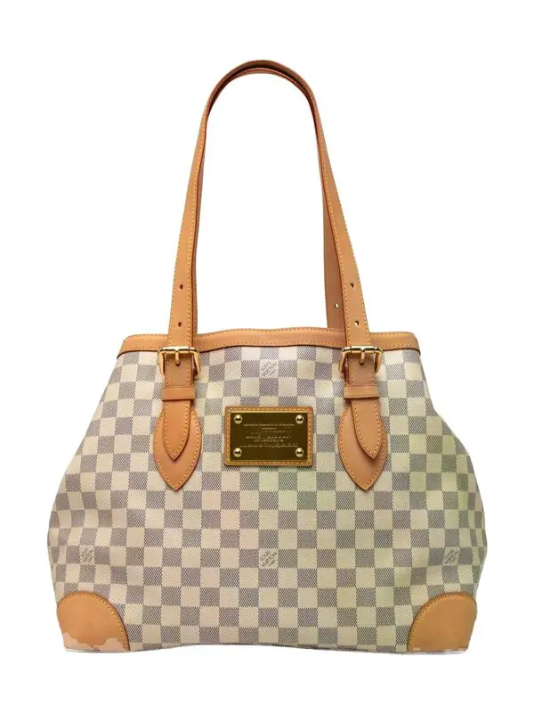 LOUIS VUITTON Damier Azur Hampstead Mm Tote Bag - White