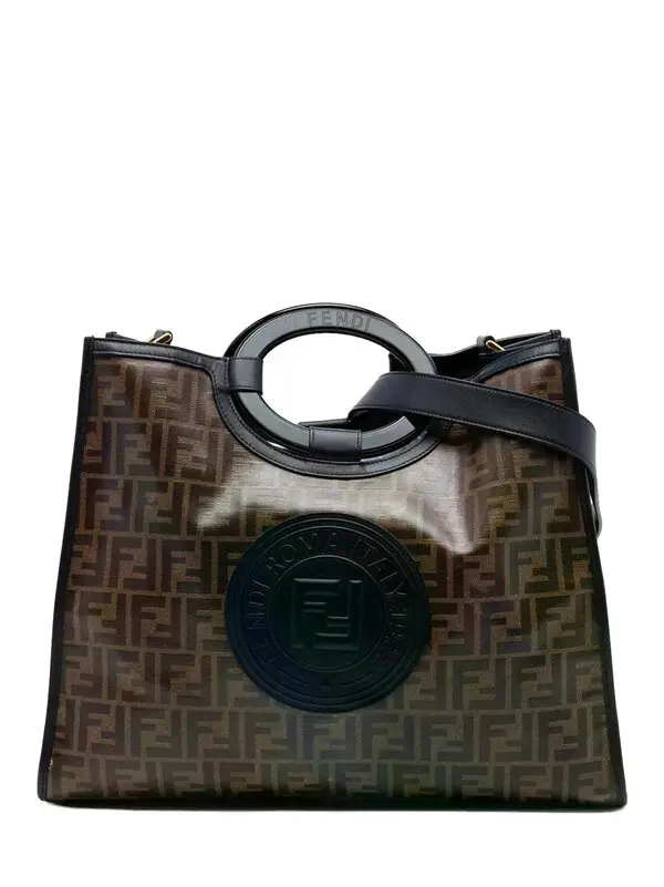 Fendi Glazed Fabric Ff 1974 Runaway Shopper Satchel - Brown