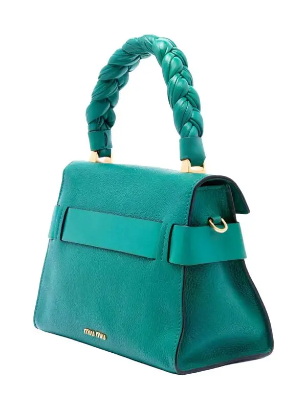 Miu Miu Goatskin Madras Click Top Handle Bag - Blue