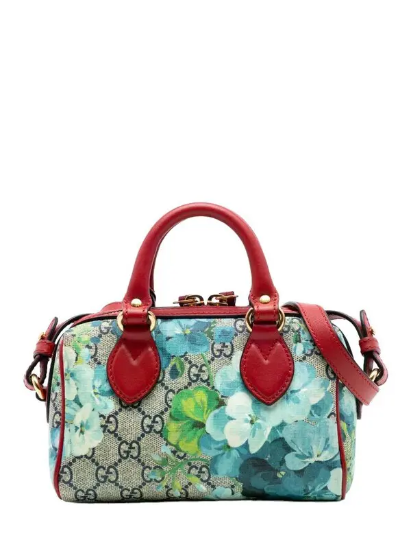 Gucci Mini Gg Supreme Blooms Boston Bag Satchel - Red