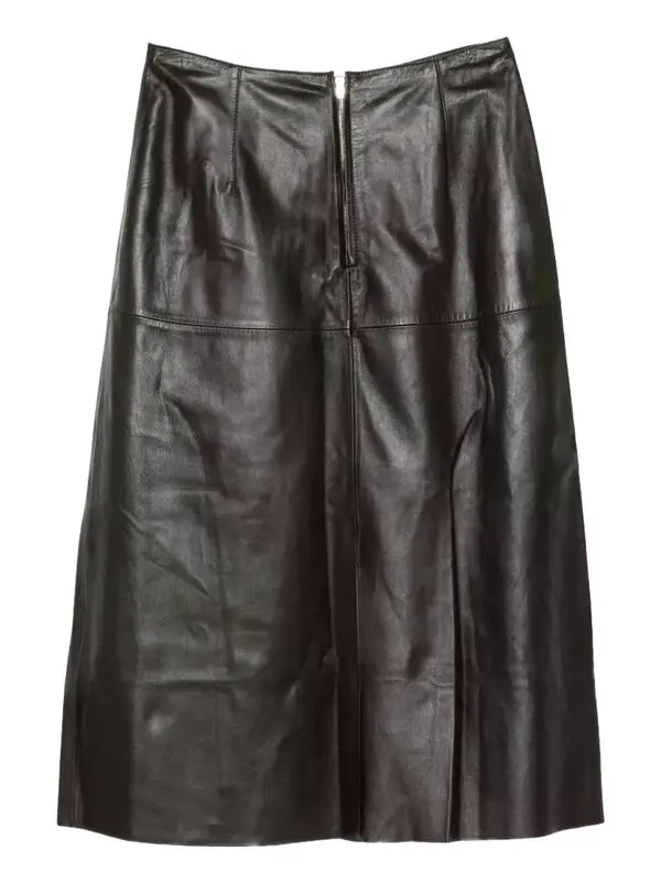 YVES SALOMON Lambskin Wrap Skirt - Brown