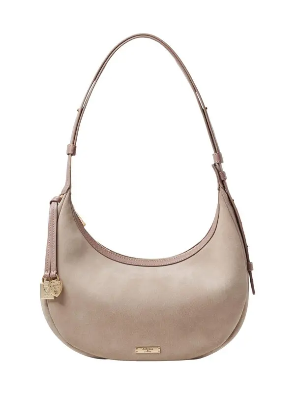 ASPINAL OF LONDON Small Leather Soho Crescent Shoulder Bag - Neutral