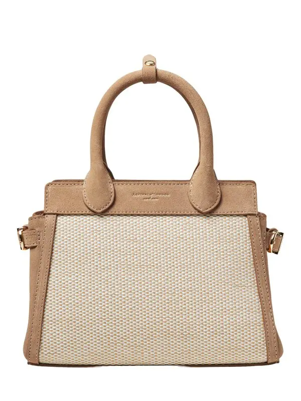 ASPINAL OF LONDON Mini Raffia-suede Savannah Top-handle Bag - Neutral
