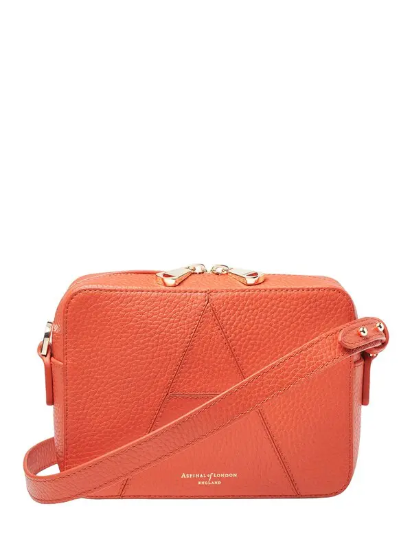 ASPINAL OF LONDON Leather Camera Bag With Applique - Orange