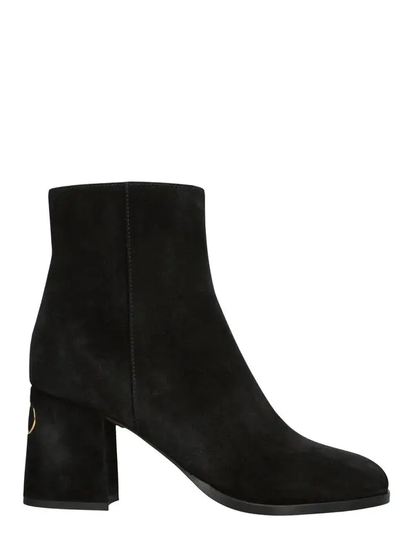 Valentino Garavani Suede Ankle Boots With Gold Tone Vlogo Detail - Black