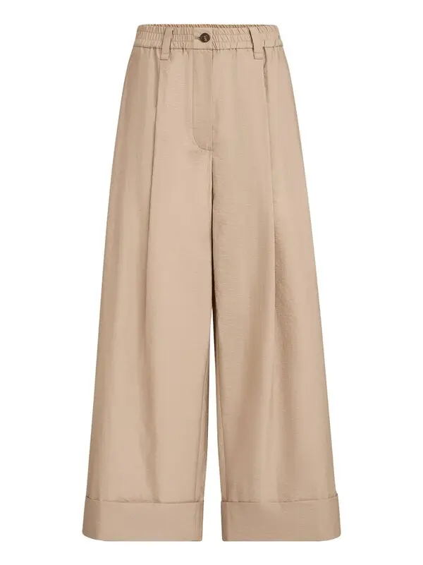 Brunello Cucinelli Pleated Cotton-blend Trousers - Brown