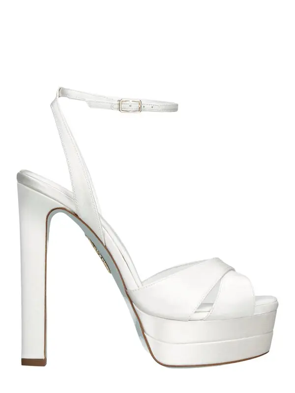 AQUAZZURA Satin Divine Plateau Sandals 130 - White