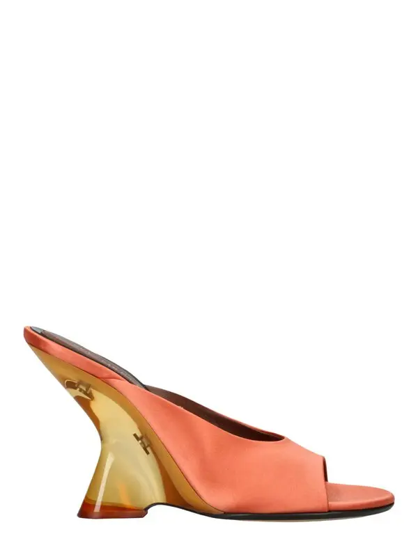 Dries Van Noten Satin Plexi-wedge Mules 105 - Brown
