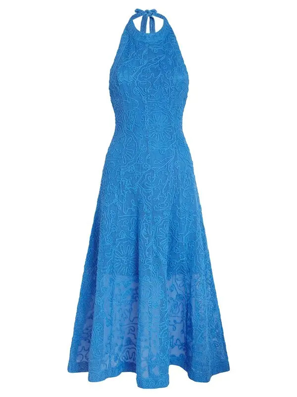 Maje Guipure Lace Midi Dress - Blue