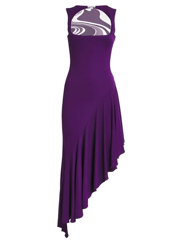 Alaïa Asymmetric Jersey Mini Dress With Draped Hem - Purple