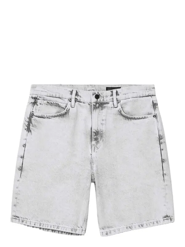 ALLSAINTS Lenny Straight Leg Acid Wash Denim Shorts - Grey