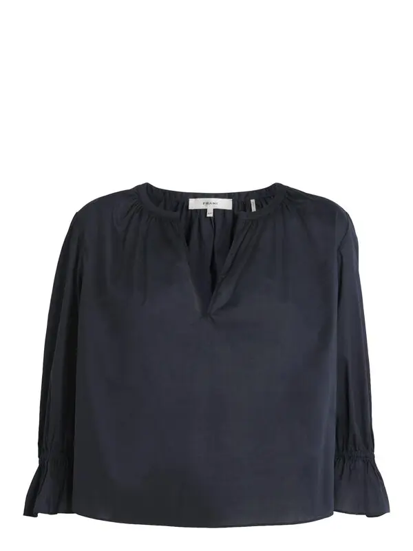 FRAME Cotton Poet Blouse - Navy
