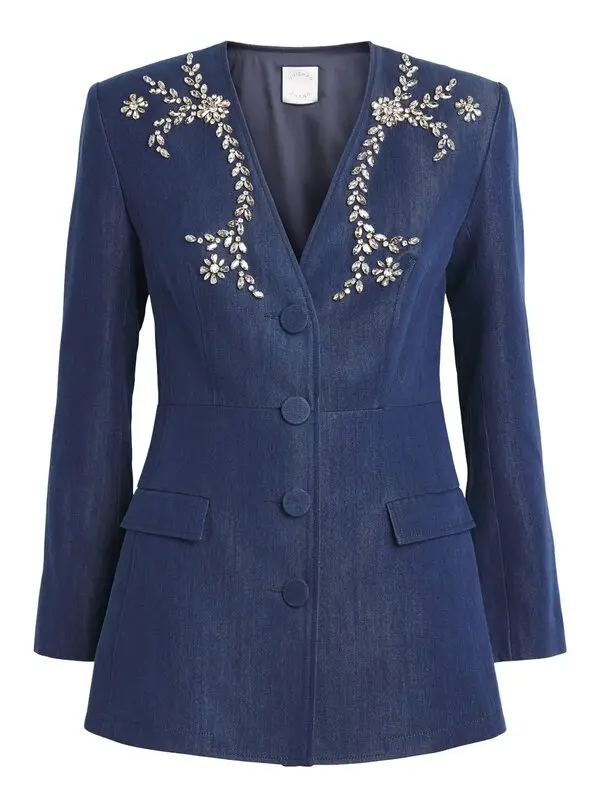 Huishan Zhang Chambray Embellished Blazer - Blue