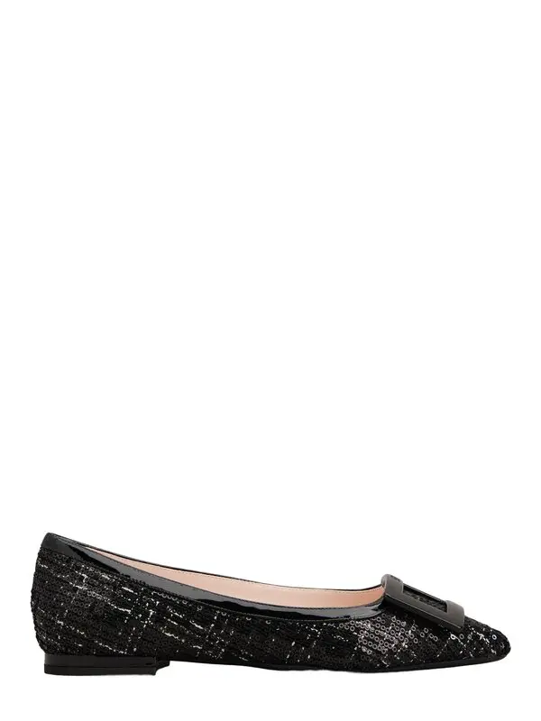 ROGER VIVIER Gommettine Sequined Tweed Ballerinas - Black