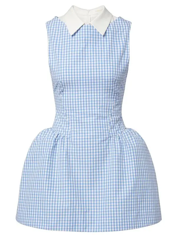 SHUSHU/TONG Gingham Cotton Minidress - Blue