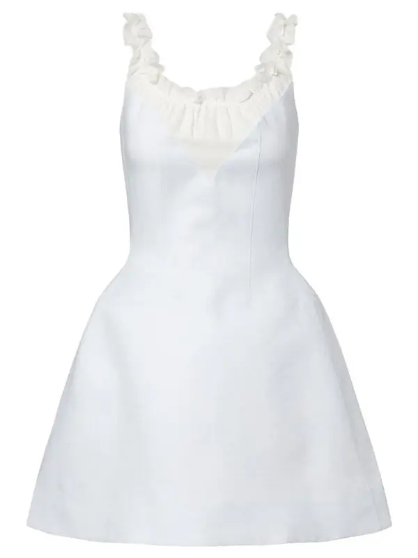 SHUSHU/TONG Ruffled Linen Minidress - Blue