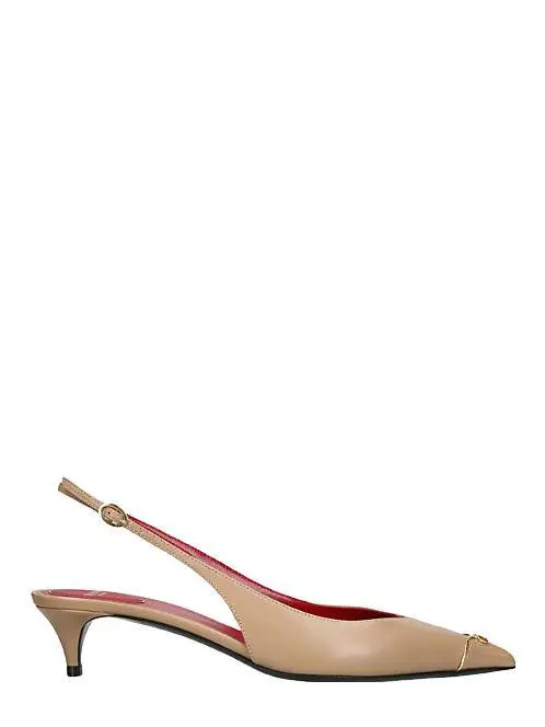 Valentino Garavani Leather Slingback Courts With Stiletto Heel - Camel