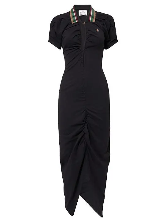 VIVIENNE WESTWOOD Contrast-collar Cotton Midi Dress - Black