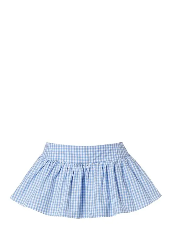 SHUSHU/TONG Gathered Gingham Cotton Skort - Blue