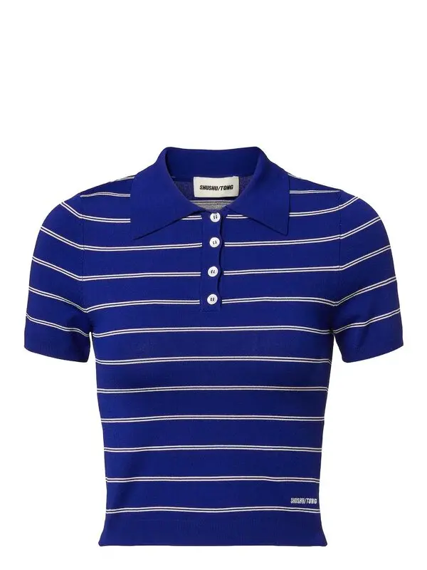 SHUSHU/TONG Striped Polo Shirt - Blue
