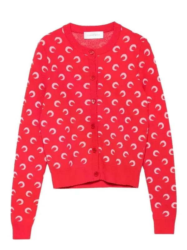 MARINE SERRE Moon Bouclé Cardigan - Red
