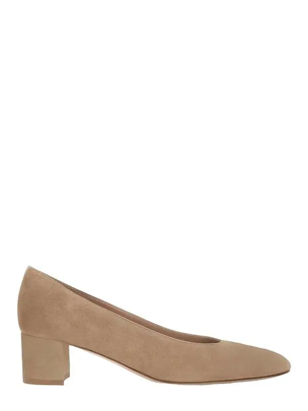 GIANVITO ROSSI Suede Block Heel Pumps - Brown