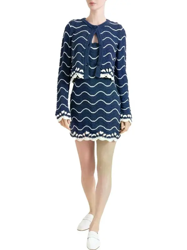 Cara Cara Orel Zigzag-knit Cotton Mini Dress - Blue